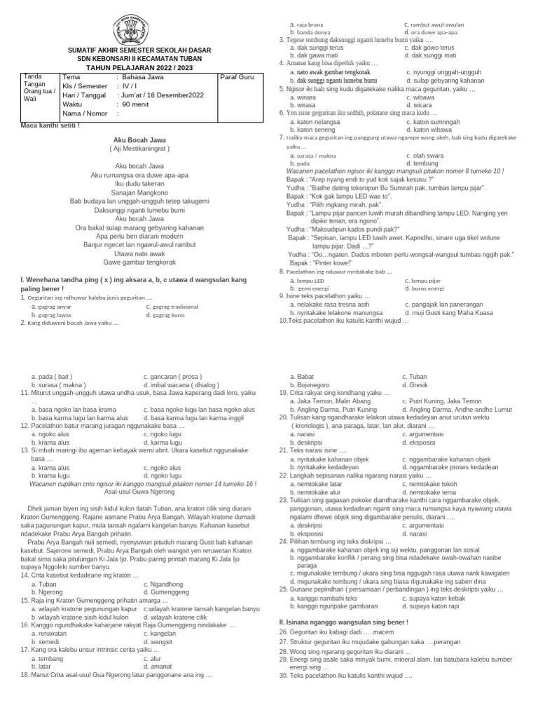 Soal Bahasa Jawa | PDF
