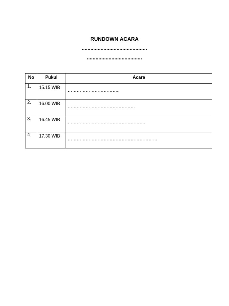Rundown Acara | PDF
