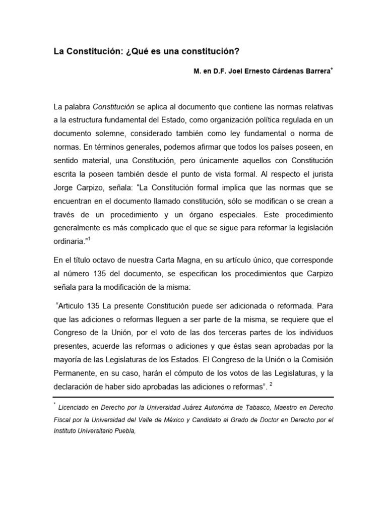 Definición y Características de la Constitución | PDF | Constitución ...