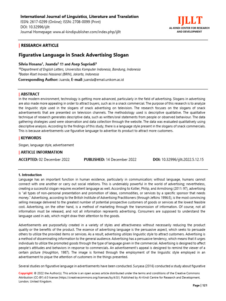 Figurative Language in Snack Advertising Slogan | PDF