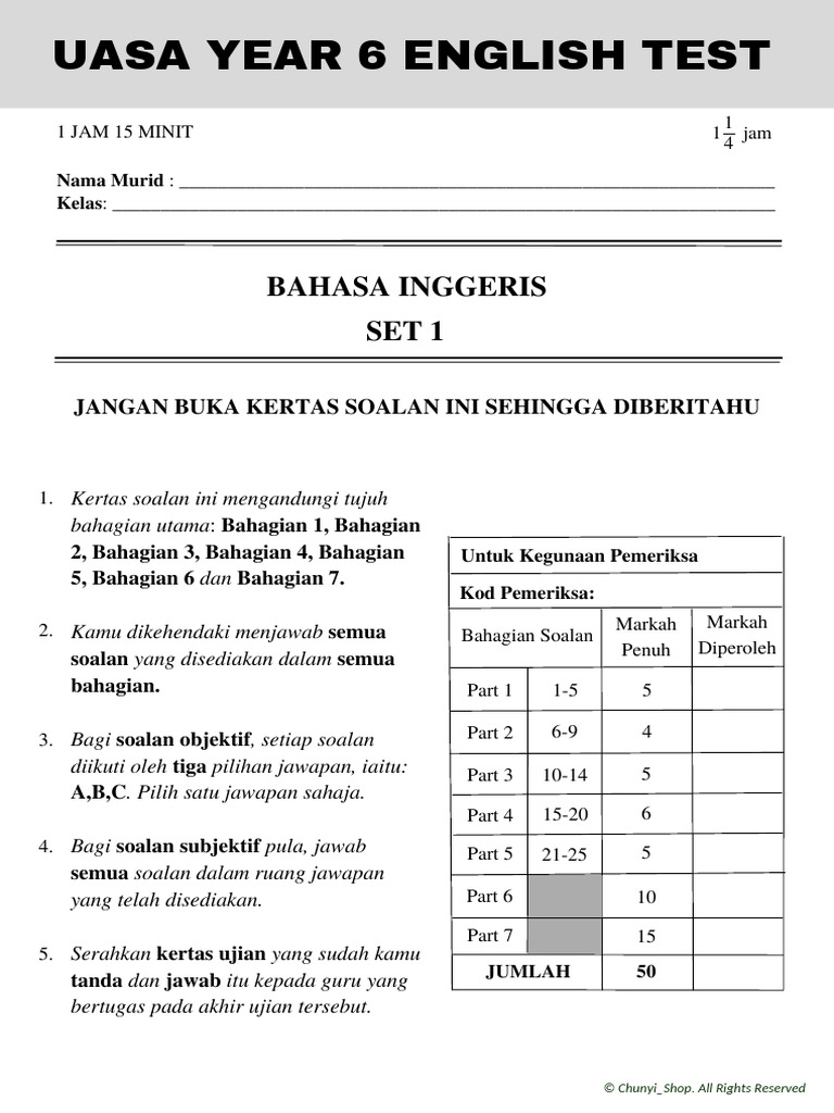 UASA Year 6 English Exam Paper | PDF | Flood | Water