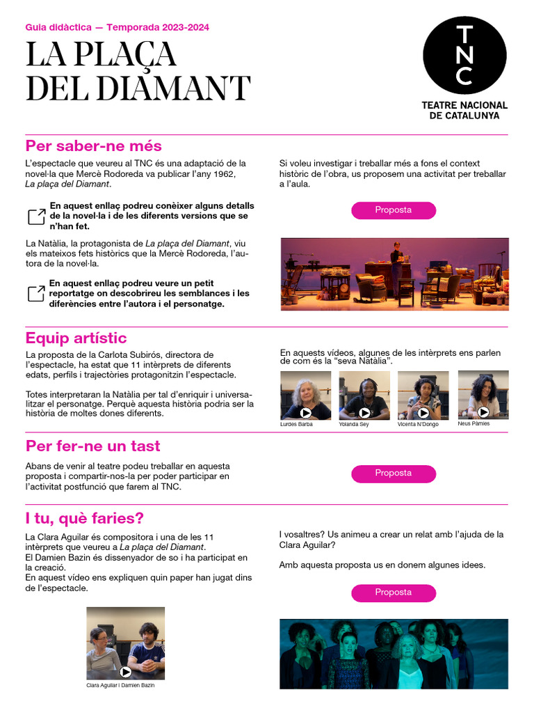Guia Didàctica - La Plaça Del Diamant PDF | PDF