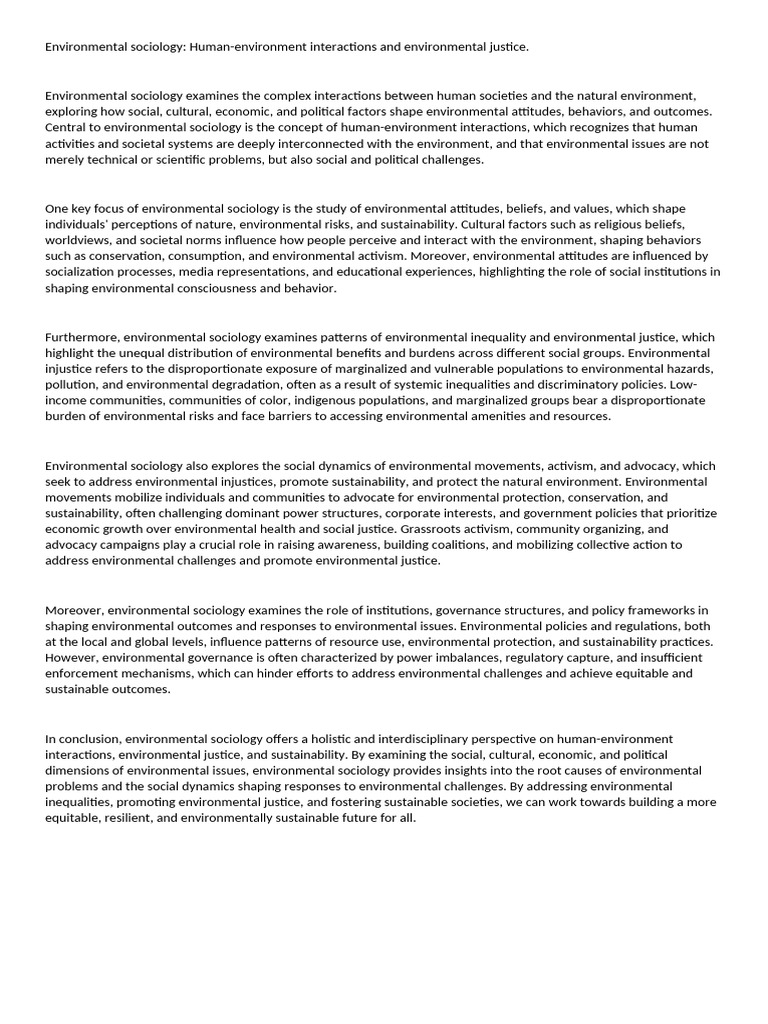 Environmental Sociology | PDF | Sustainability | Sociology