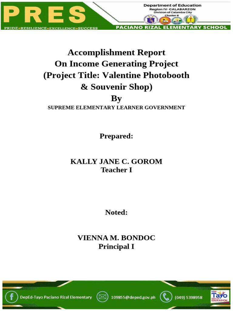 Accomplishment-Report-on - Income Generating-Project by SELG-SY-23-24 | PDF