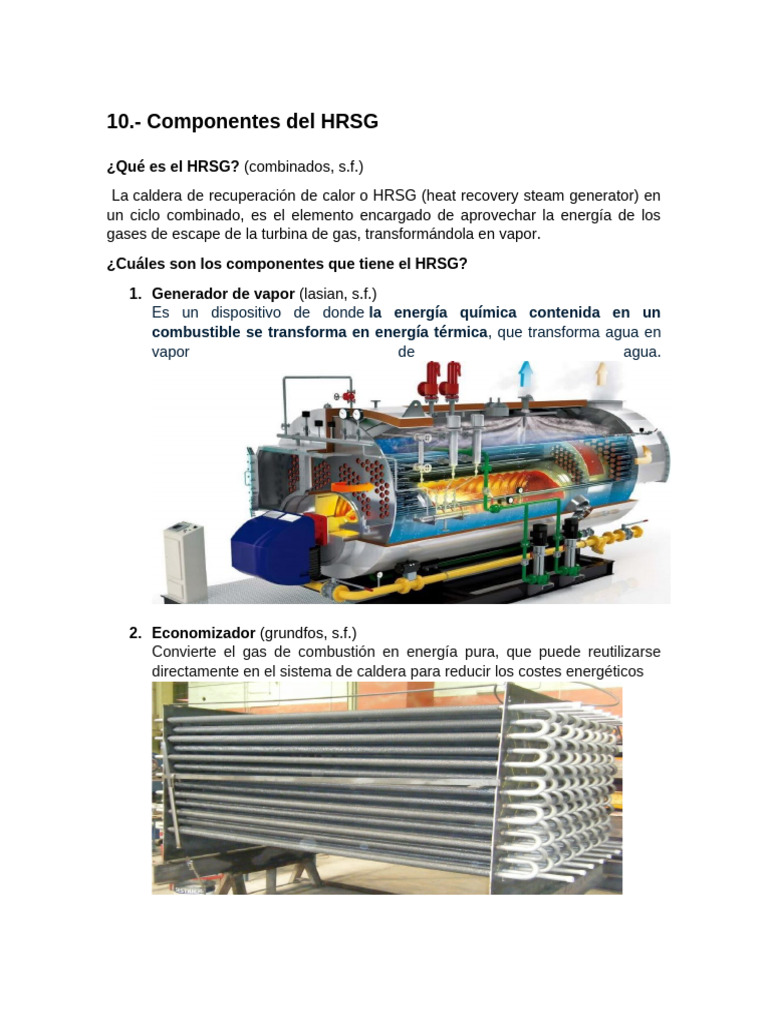 Componentes del HRSG: Guía Esencial | PDF | Vapor | Agua