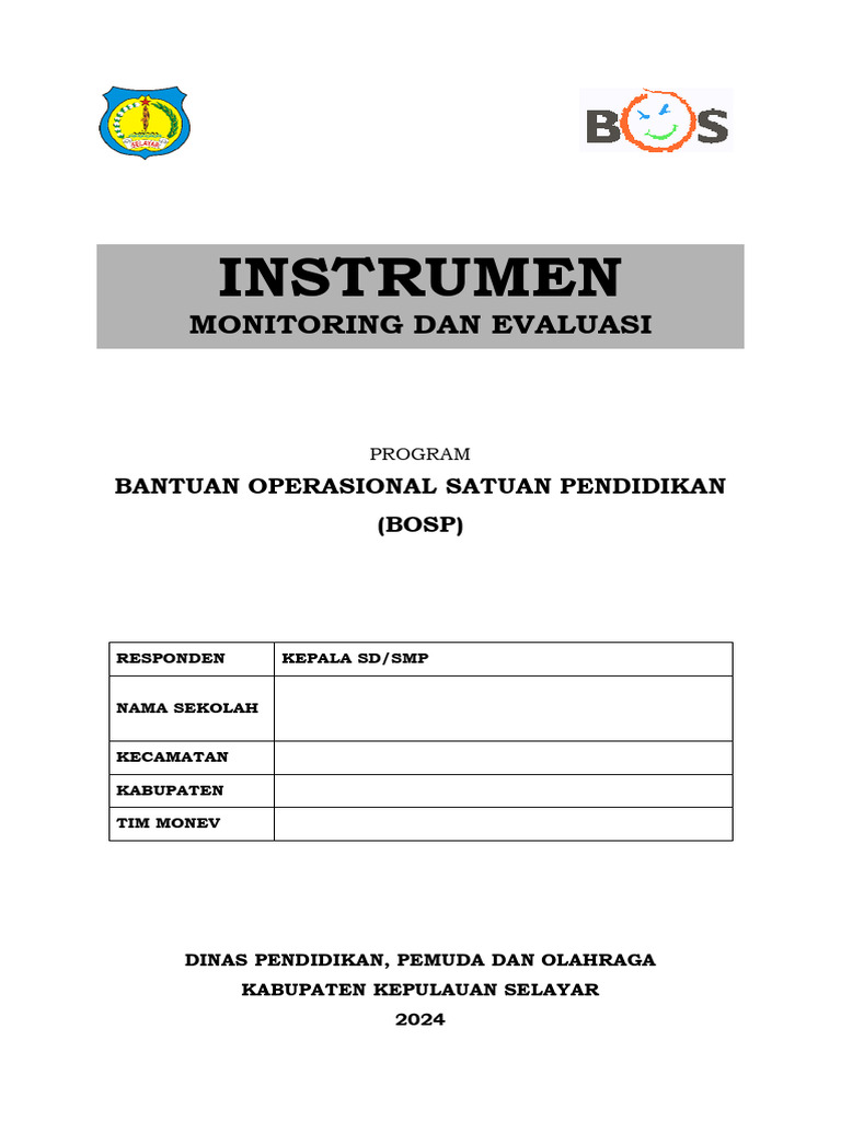 Instrumen Monev Program BOSP 2024 | PDF