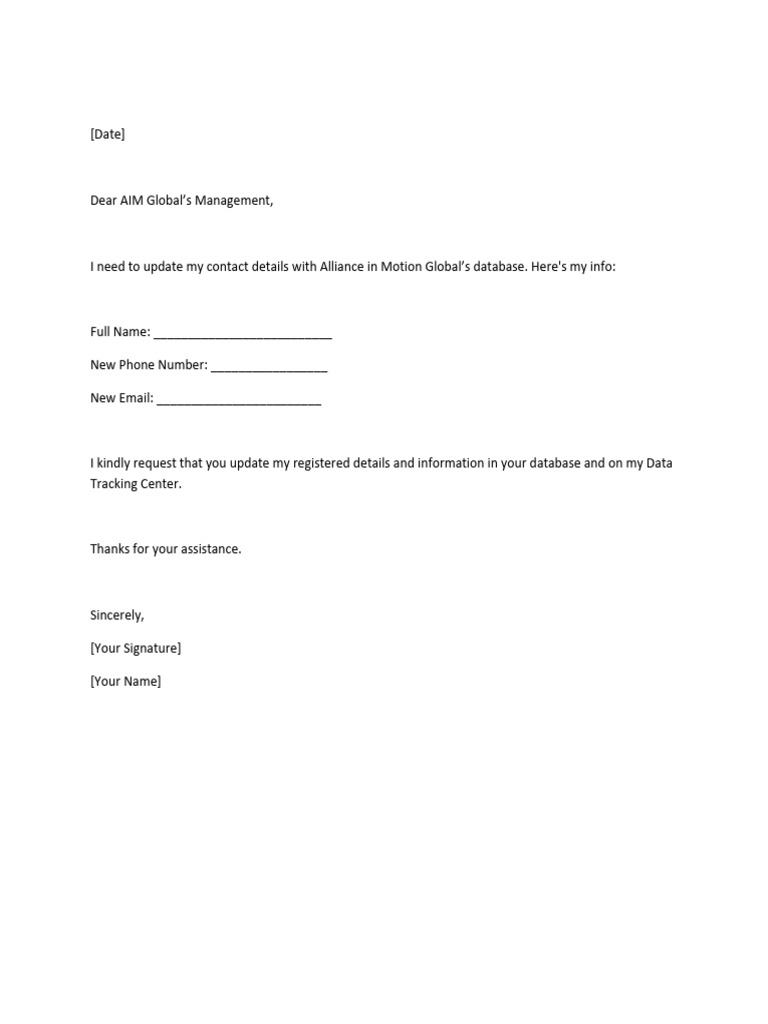 Update Contact Info Request | PDF