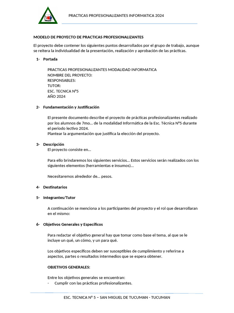 Modelo Carpeta de Proyecto | PDF