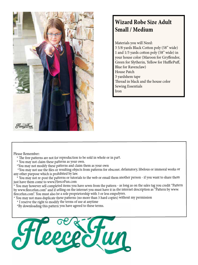 DIY Wizard Robe Sewing Guide | PDF