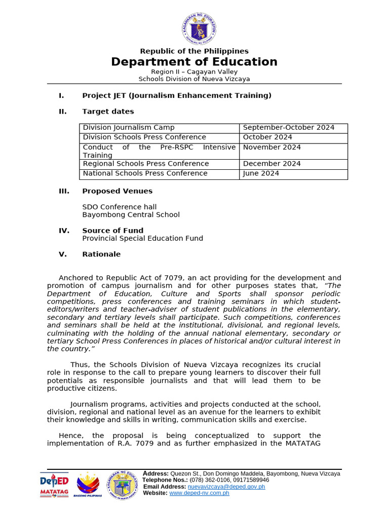 SAMPLE Proposal For Campus Journalism PAPS | PDF