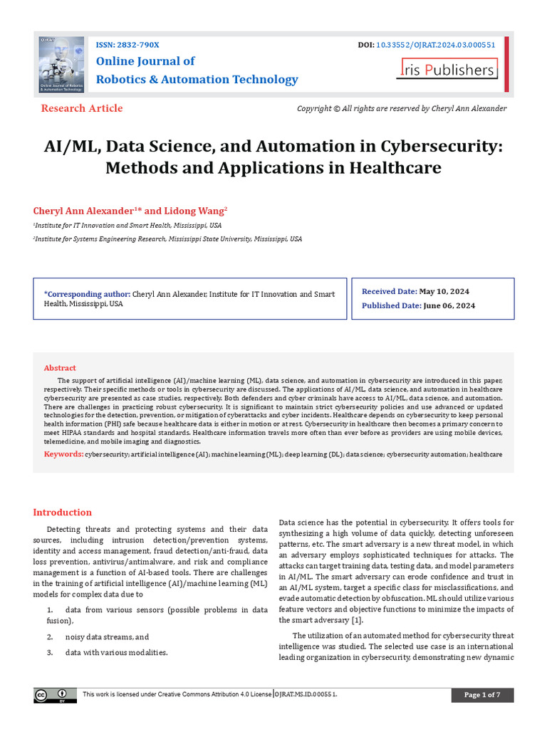 AIML Data Science and Automation in Cybersecurity | PDF | Security ...