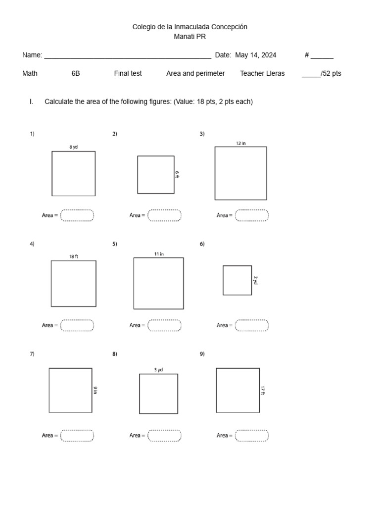 6th Grade Math Final: Geometry Basics | PDF
