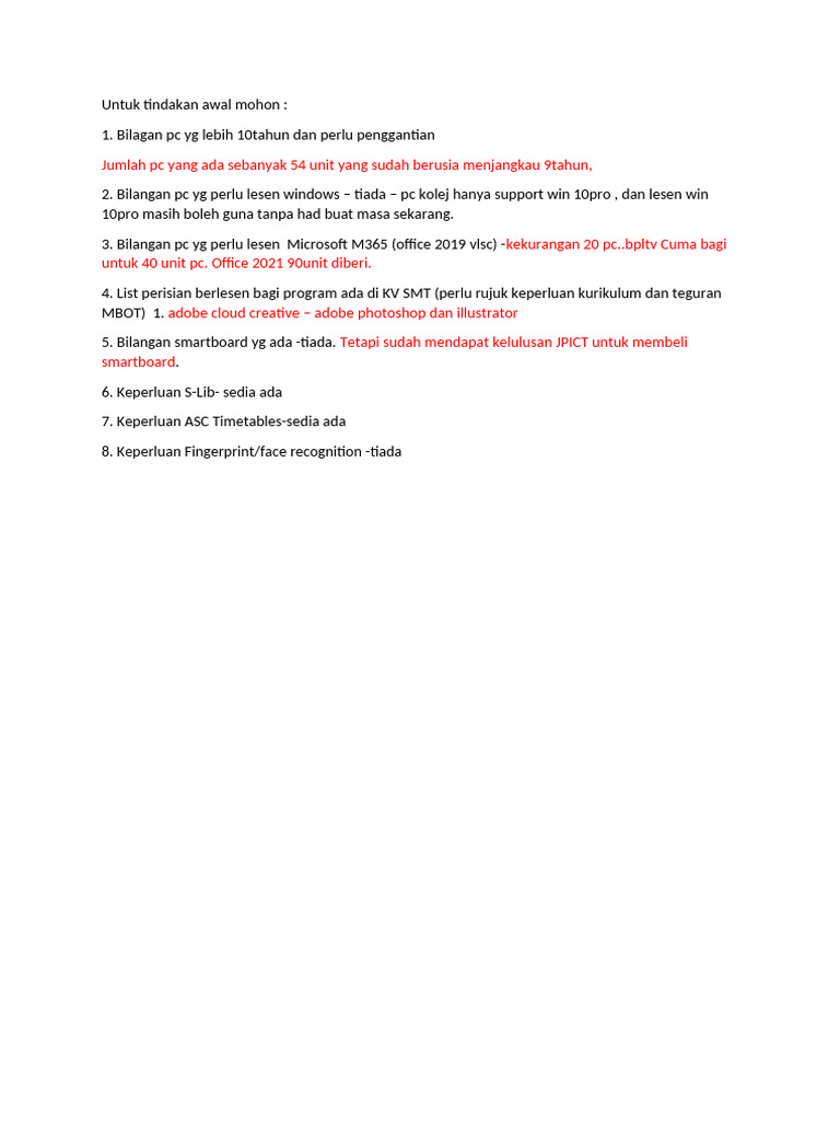 Untuk Tindakan Awal Mohon Mesyuarat ICT (18072024) | PDF