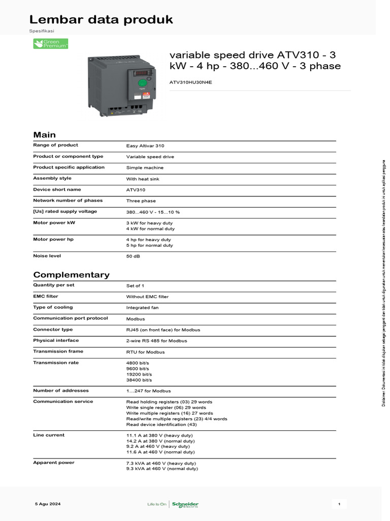 Schneider Electric - Altivar-Easy-310 - ATV310HU30N4E | PDF | Relay ...