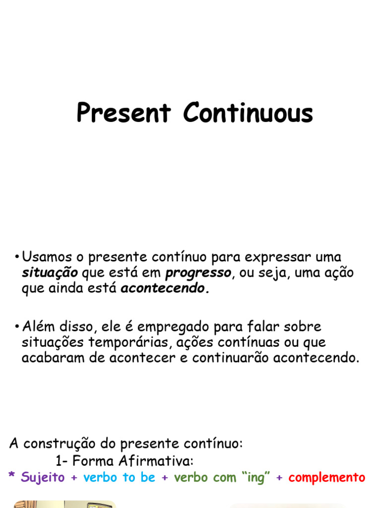 Present Continuous Completo | PDF | Linguística | Sintaxe