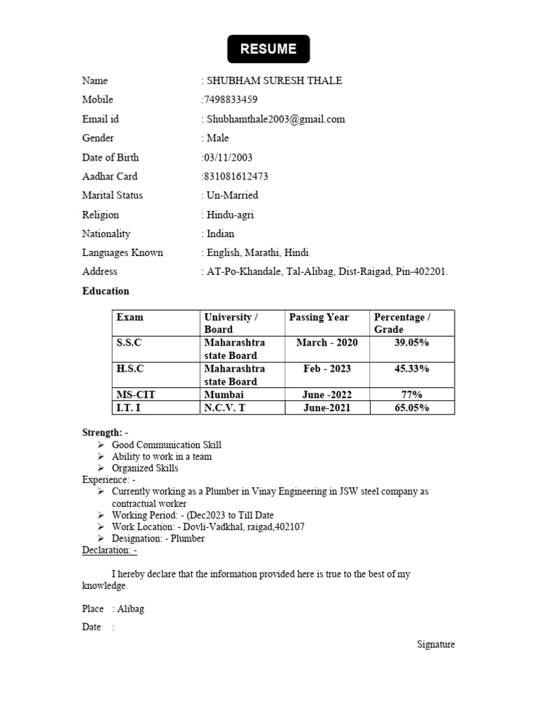 Shubham Resume | PDF
