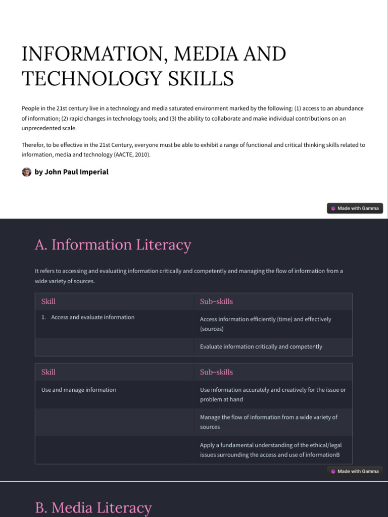 21st Century Information and Media Skills | PDF | Information | Leadership