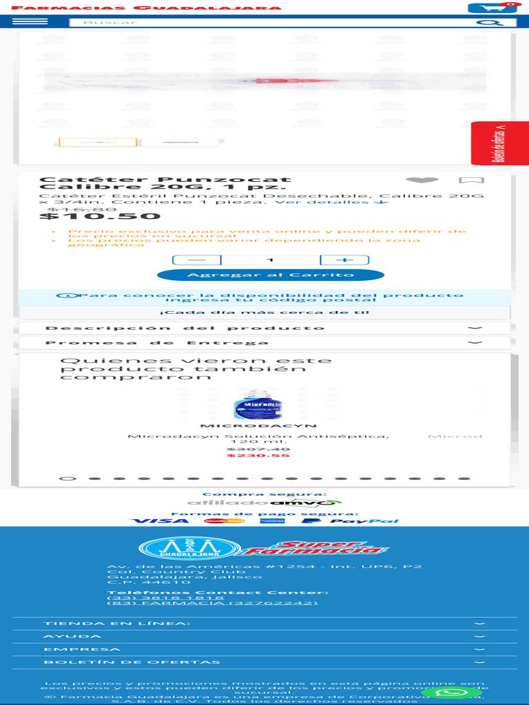Catéter Punzocat Calibre 20G, 1 PZ | PDF