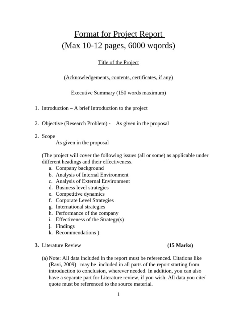 09 Appendix D - Format For Project Proposal and Project Report ADMN ...