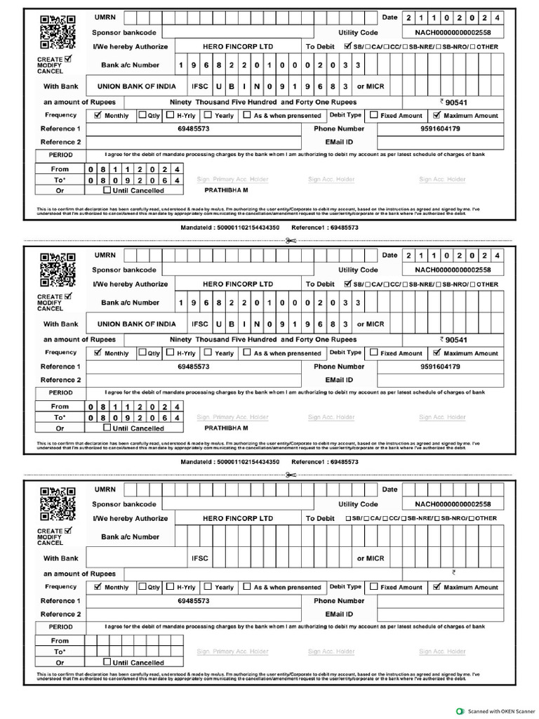 Mandate Form 69485573 | PDF