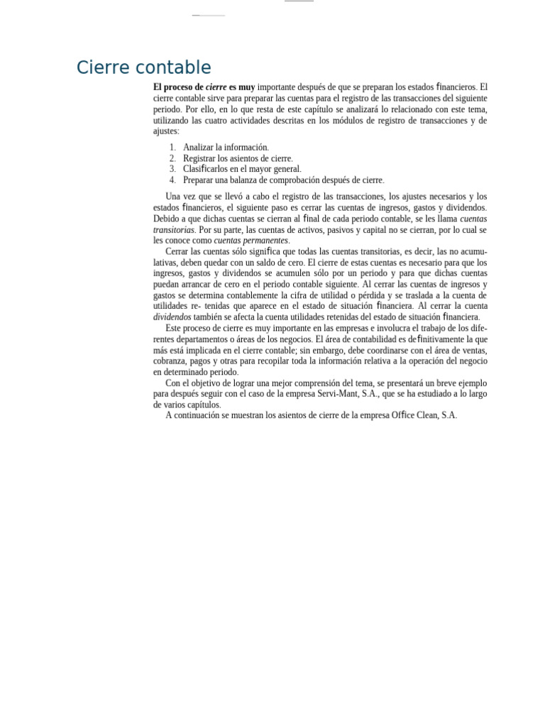 Proceso de Cierre Contable Detallado | PDF | Contabilidad | Estado ...