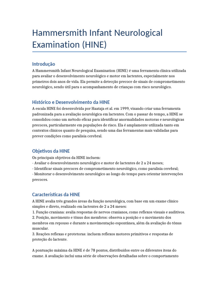 HINE Presentation Structure | PDF | Paralisia cerebral | Remédio