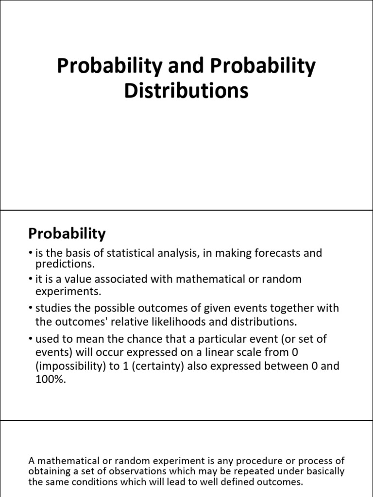 Probability Concepts & Distributions | PDF | Probability | Probability Distribution