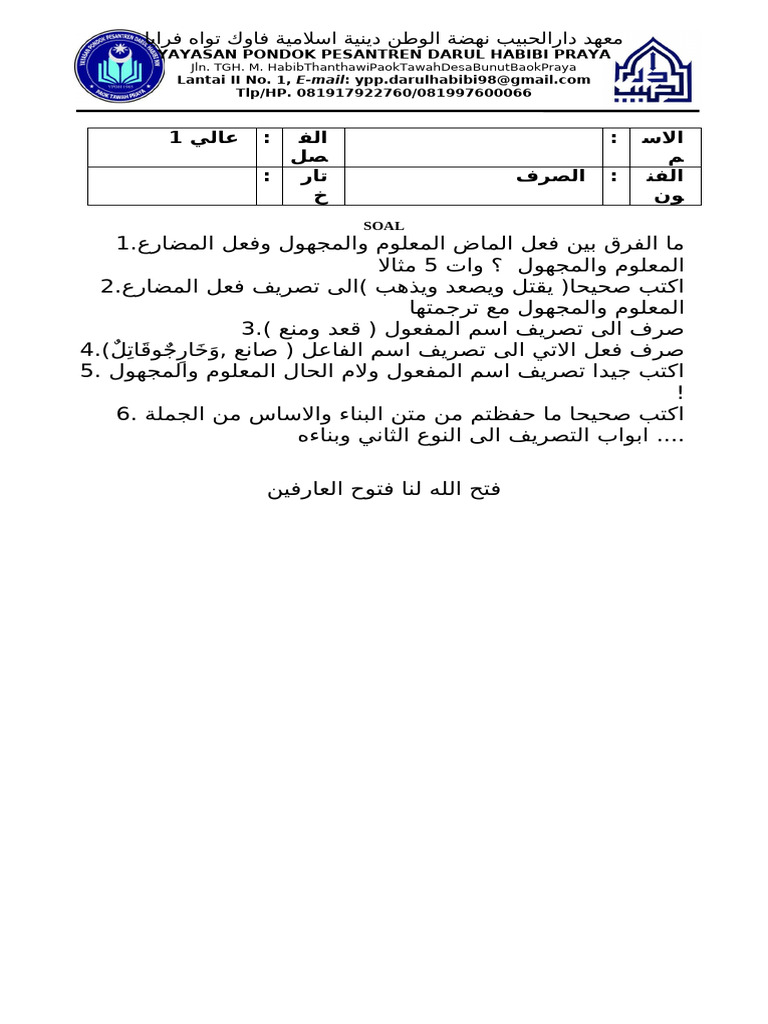 Sorof Kelas 1 Ma | PDF