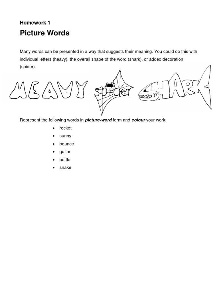 Picture Words: Homework 1 | PDF | Drawing | Cognitive Science