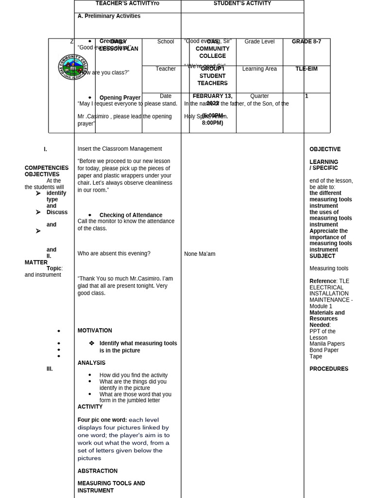 LESSON PLAN in TTL - 100646 | PDF | Cognition | Learning
