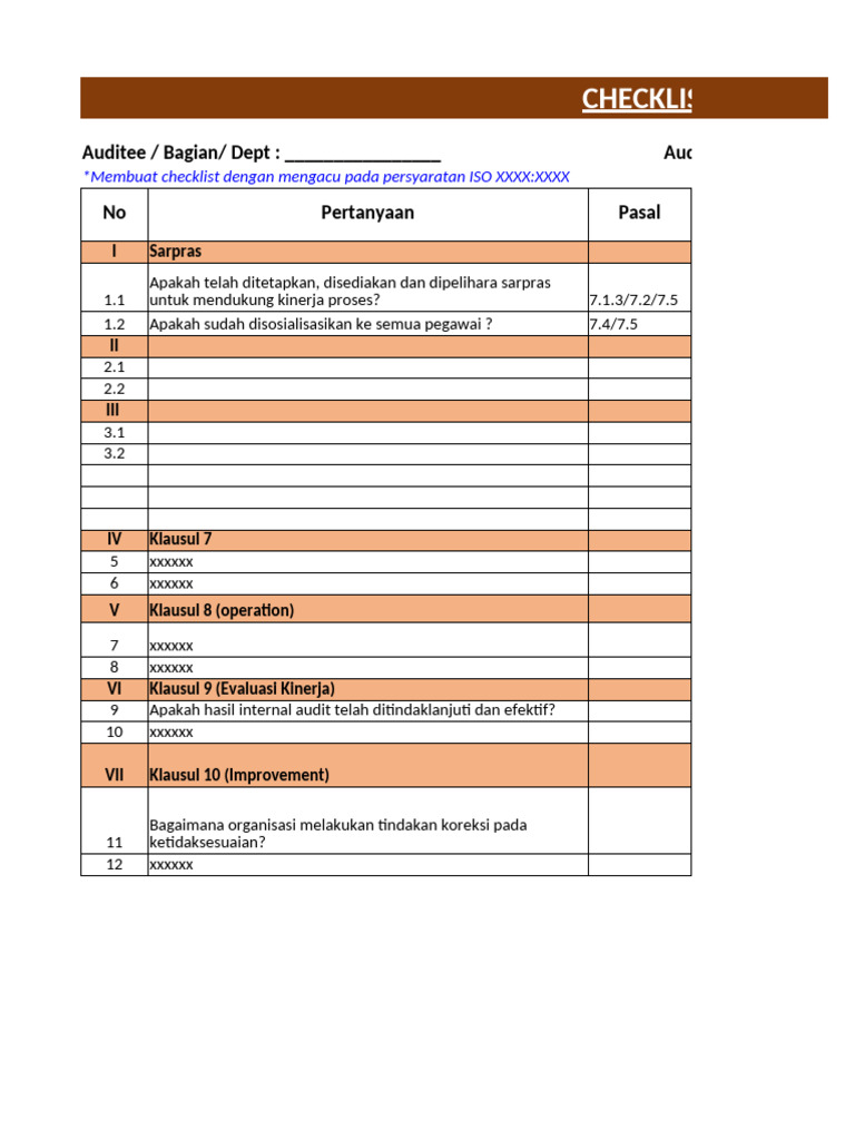 FORMAT CHECKLIST - Workshop | PDF