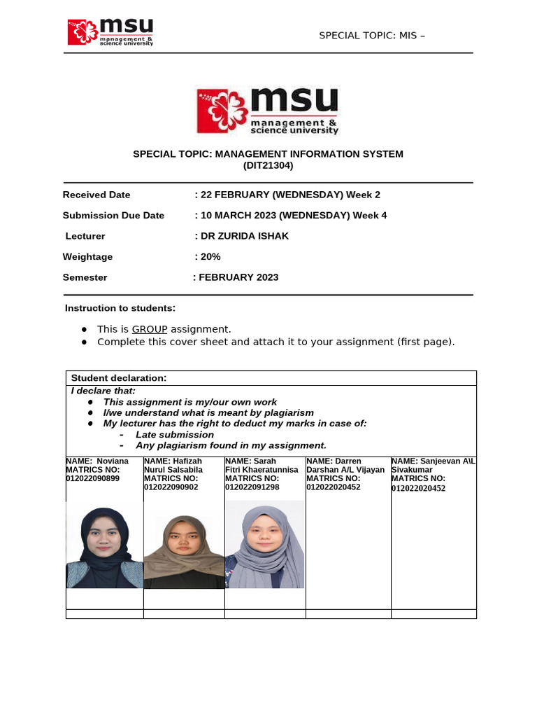 Assignment 1 - Mis - Feb2023 - Group3 | PDF | Retail | Spotify