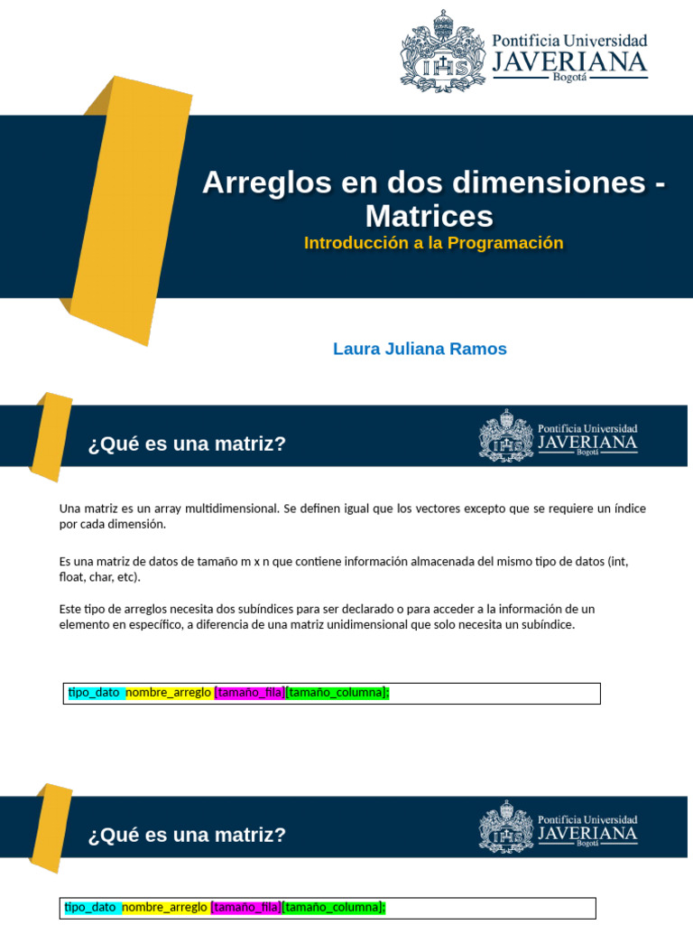 12.arreglos en Dos Dimensiones - Matrices | PDF | Matriz (Matemáticas) | Algoritmos y ...
