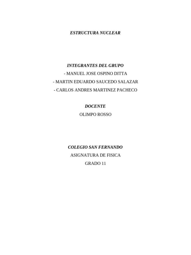 Estructura Nuclear | PDF | La energía nuclear | Núcleo atómico