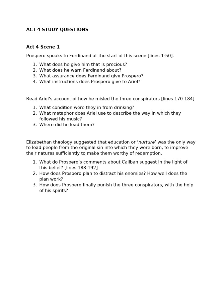 Act 4 Study Questions | PDF