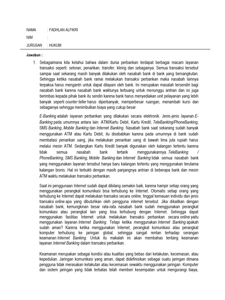 Keamanan dan Hukum Internet Banking | PDF