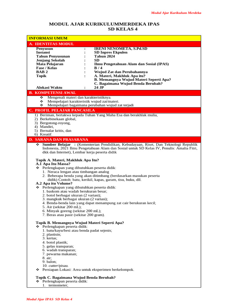 Modul Ajar - Ibu Reni | PDF