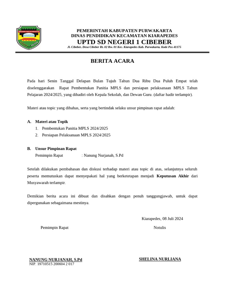 Berita Acara Mpls | PDF
