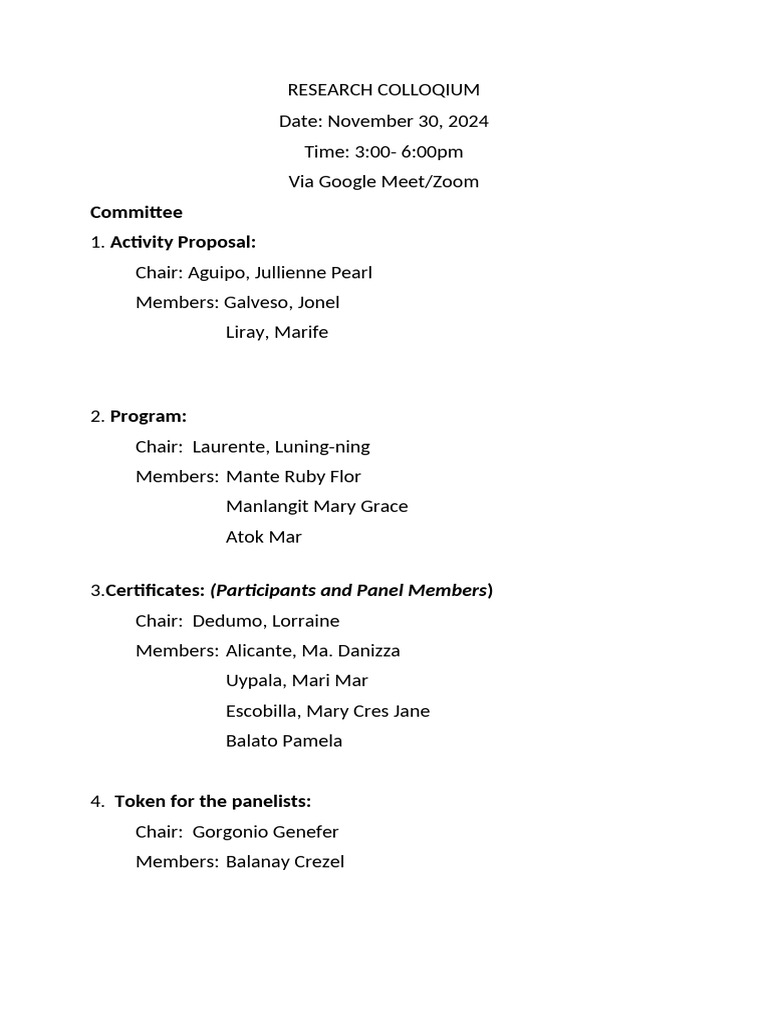 Preparation For Research Colloqium | PDF