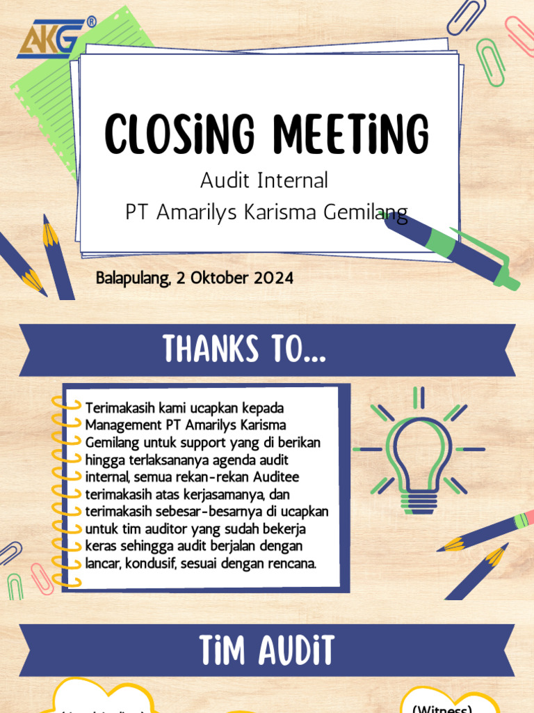 Closing Meeting Audit Internal PT AKG 2024 | PDF