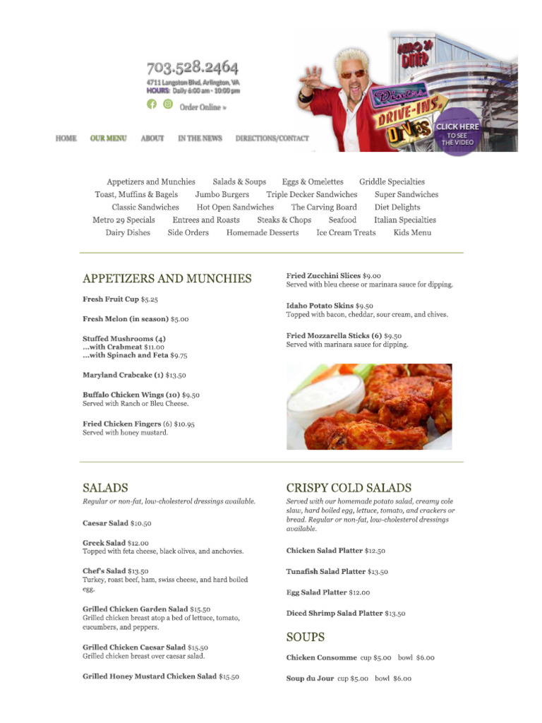 29 Diner Menu | PDF