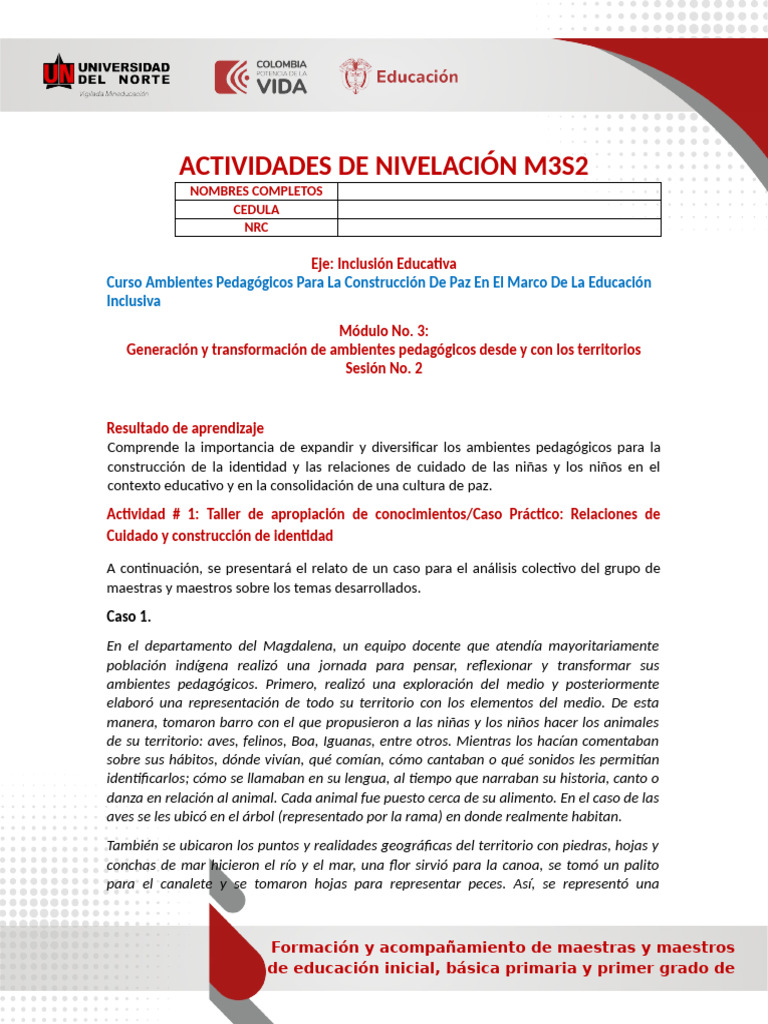 Nivelaciones Paz M3S2 | PDF | Educación de la primera infancia | Pedagogía