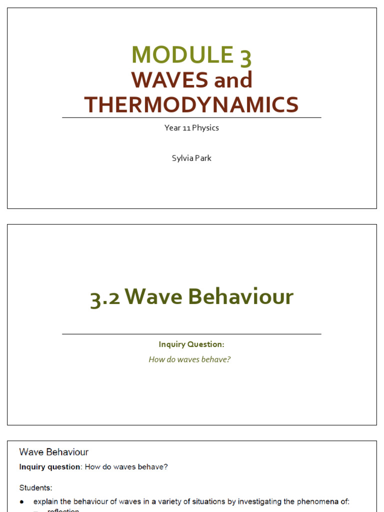 3.2 Wave Behaviour | PDF | Reflection (Physics) | Waves