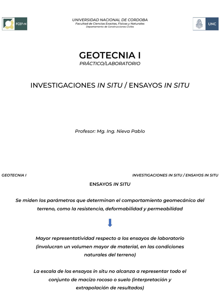 17.2. Investigaciones In-Situ (Ensayos In-Situ) (Nieva 2024) - 1 | PDF | Deformación (ingeniería ...