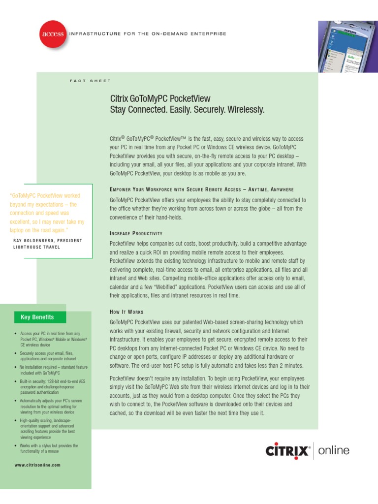 Pocket View Fact Sheet | PDF | Citrix Systems | Personal Computers