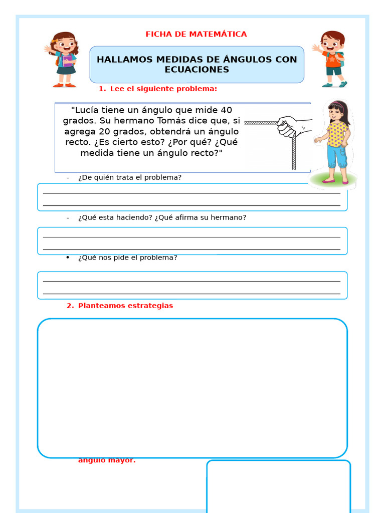 Ficha Mate Juev 17 Hallamos Medidas de Angulos | PDF | Ángulo | Matemáticas