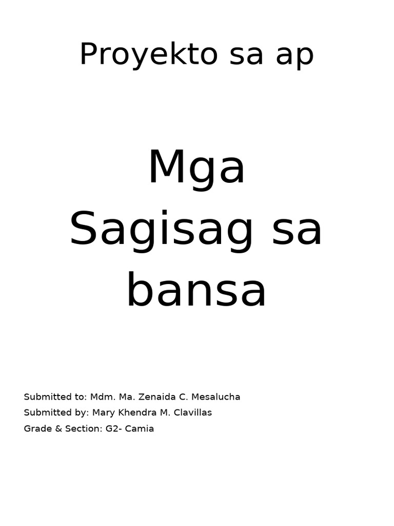 Proyekto Sa AP | PDF