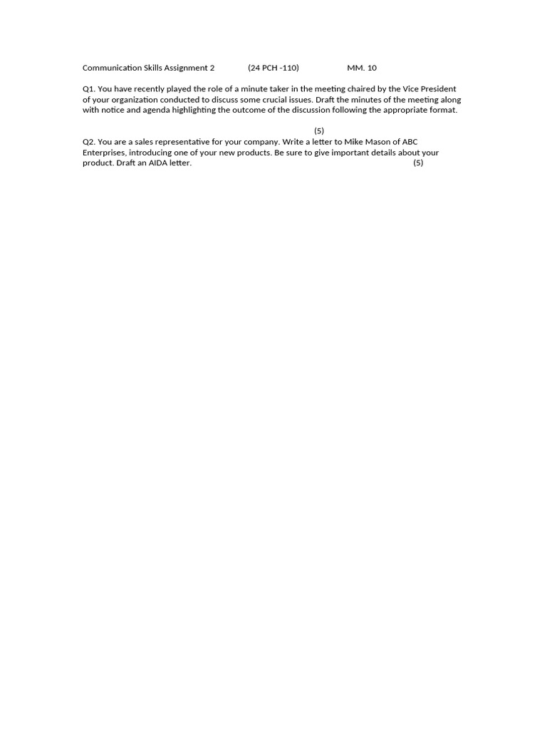 Communication Skills Assignment 2 | PDF