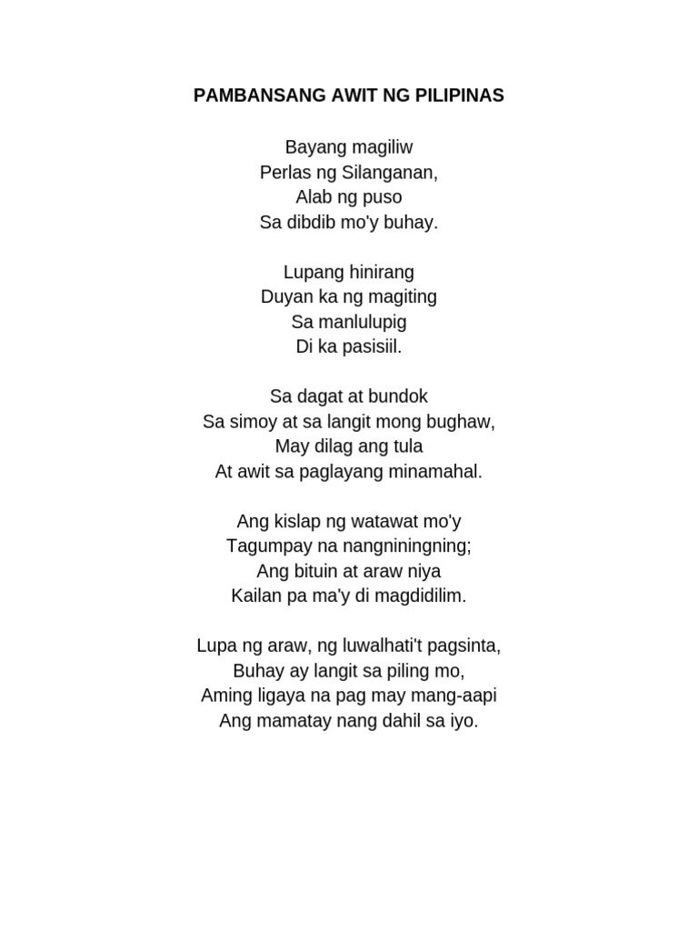 Pambansang Awit NG Pilipinas | PDF