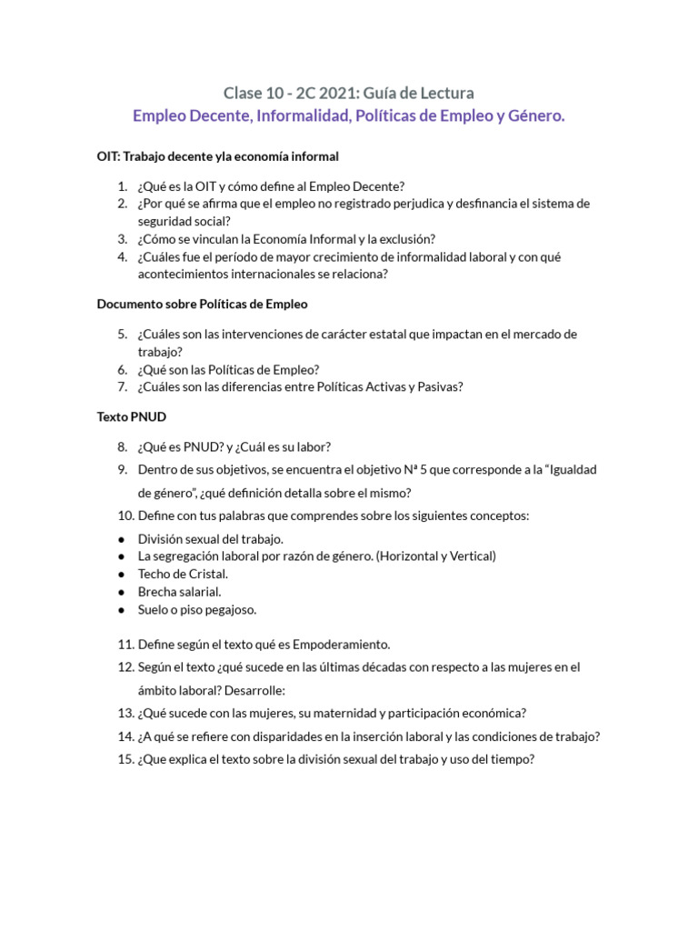 Guía de Lectura Clase 10 - 2C 2021 | PDF